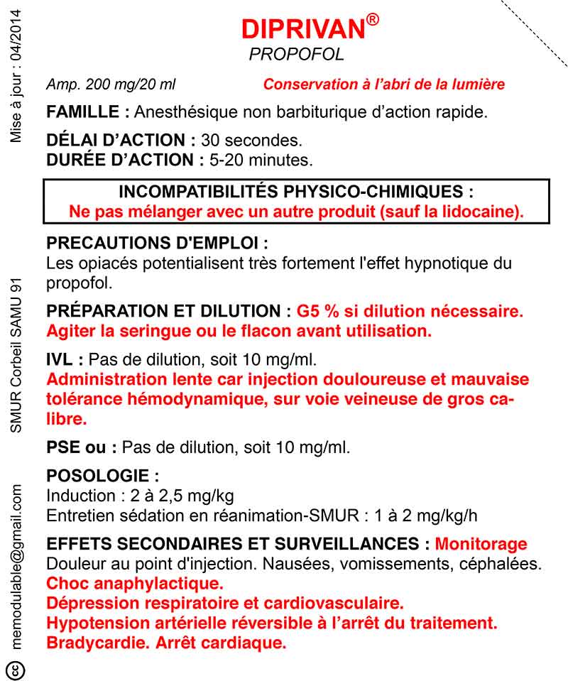 Diprivan® - Propofol - Médecine d'urgence - Urgences médicales