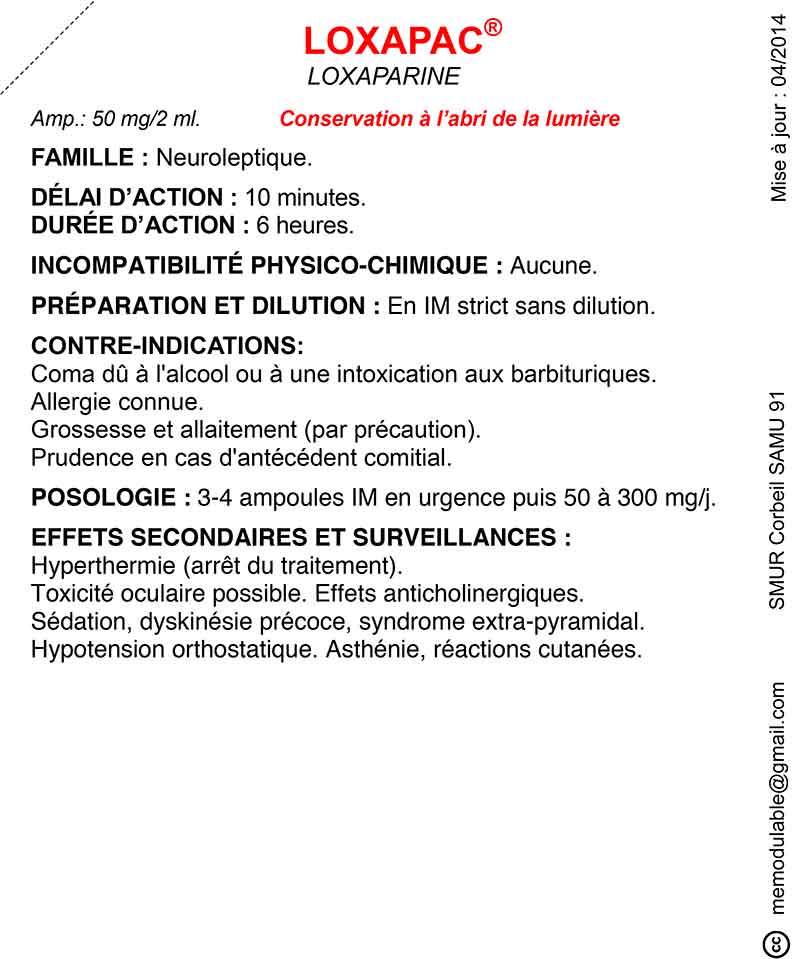 Loxapac® - Loxaparine - Médecine d'urgence - Urgences médicales